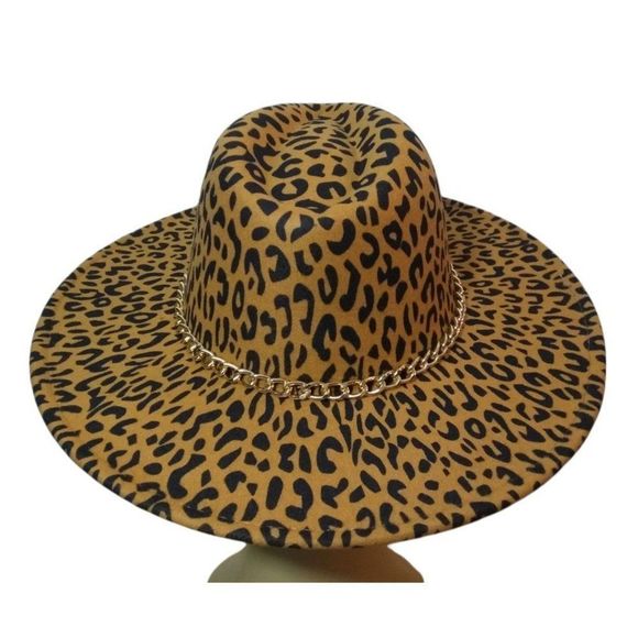 Accessories | Wide Brim Leopardprint Felt Fedora Hat With Removable ...